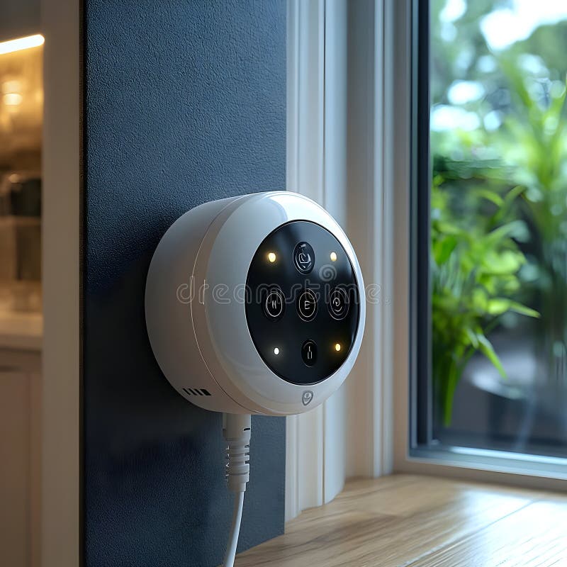 White Round Smart Home Device Illustration Stock Illustration ...