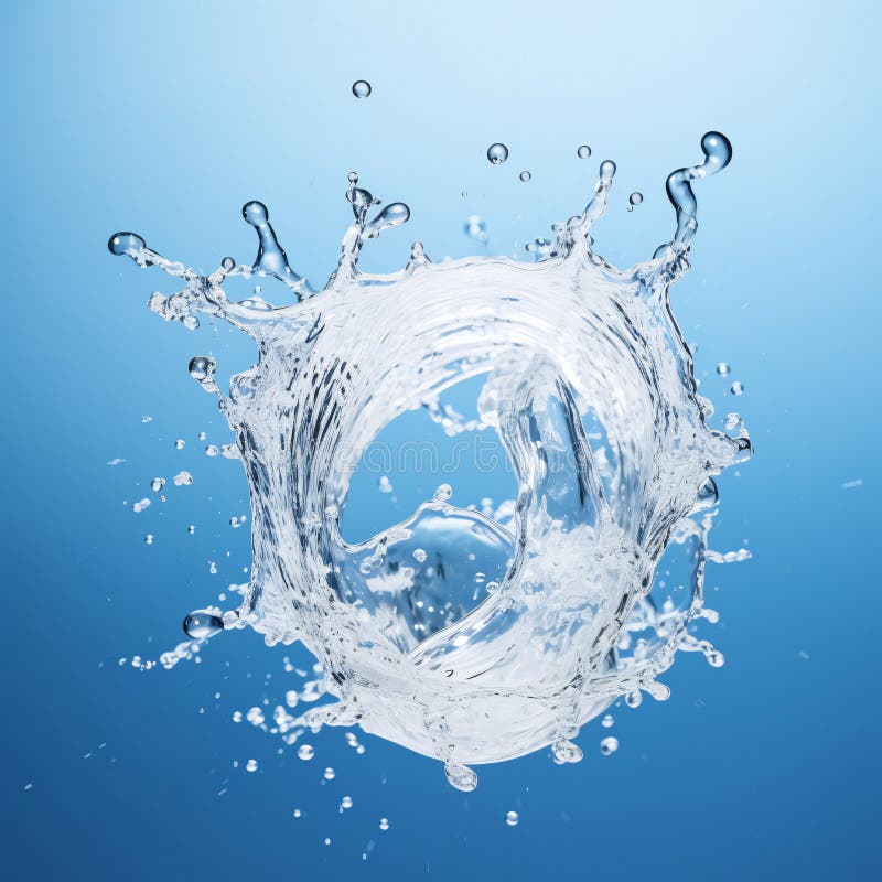 White Round Splash of Water on Blue Background Stock Image - Image of ...