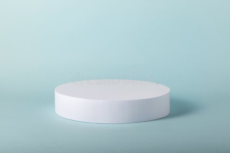 White Round Stand on Blue Background. Minimal Mock Up for Your Products ...