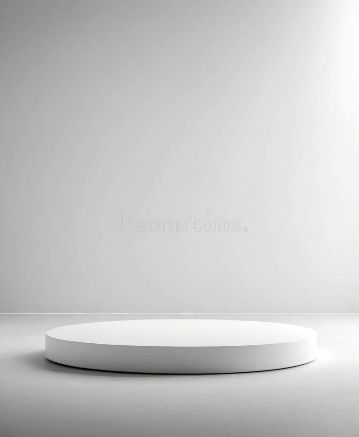 White Round Stand for Product Display - Against a White Wall Stock ...