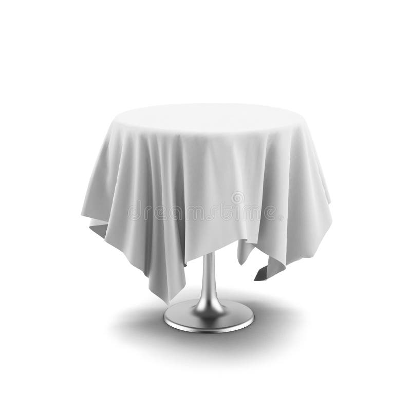 White Round Table and Cloth Stock Illustration - Illustration of event ...