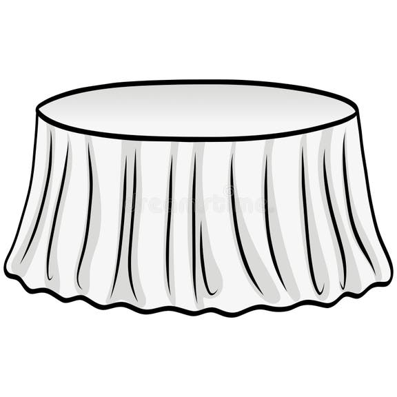 White Round Table and Cloth Vector Illustration Stock Vector ...