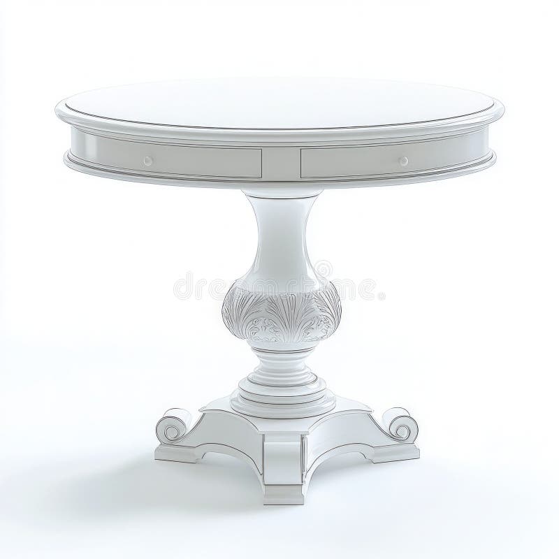 White round table isolated stock image. Image of isolated - 370640321