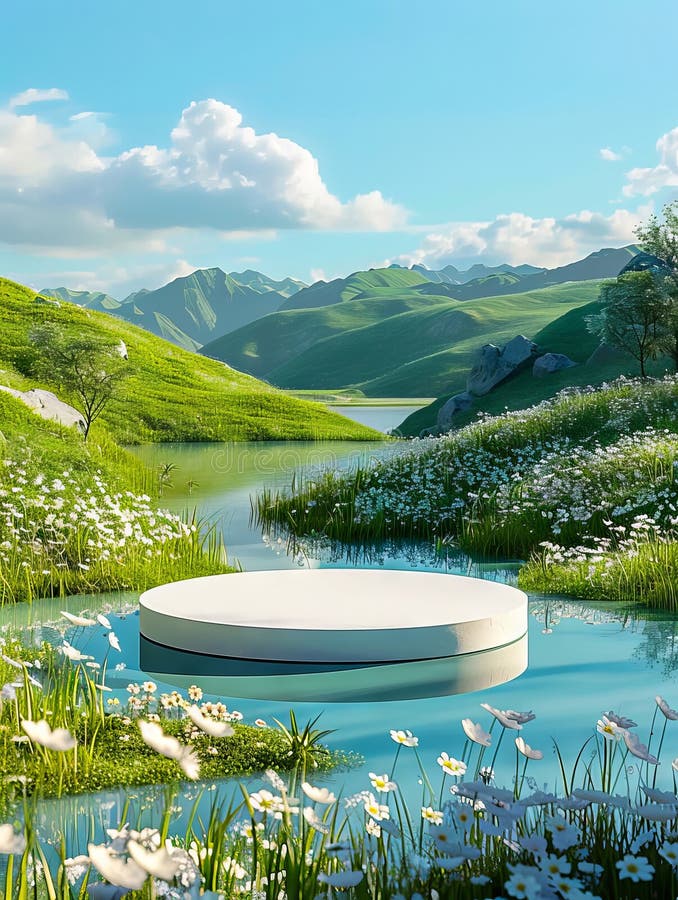 A White Round Table in the Middle of a Lake Stock Image - Image of ...