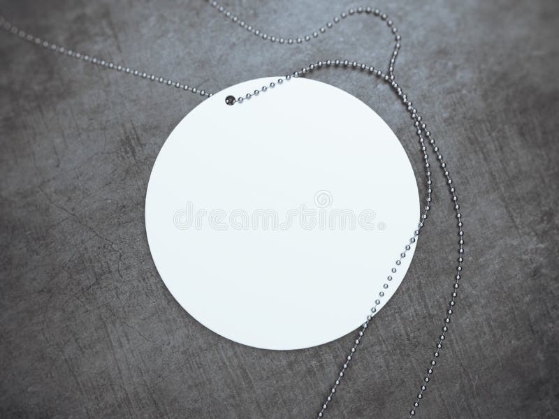 White Round Tag with Silver Chain. 3d Rendering Stock Illustration ...