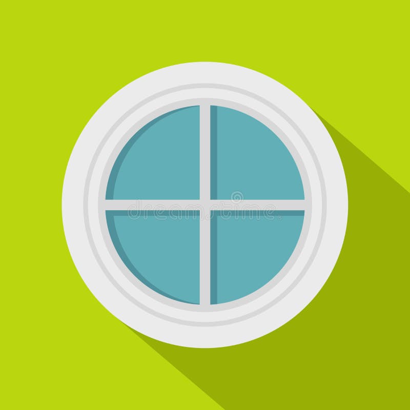 White Round Window Icon, Flat Style Stock Vector - Illustration of ...