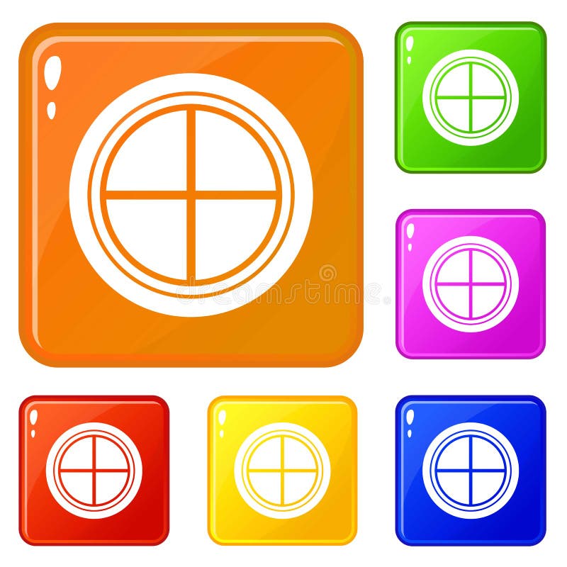 White Round Window Icons Set Vector Color Stock Vector - Illustration ...