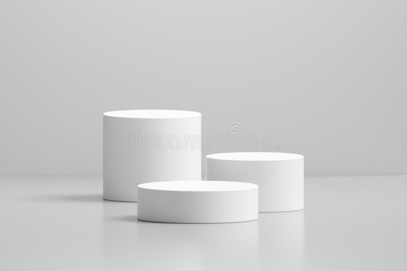 White Round Winner Podiums for Placing Products 3D Background Stock ...
