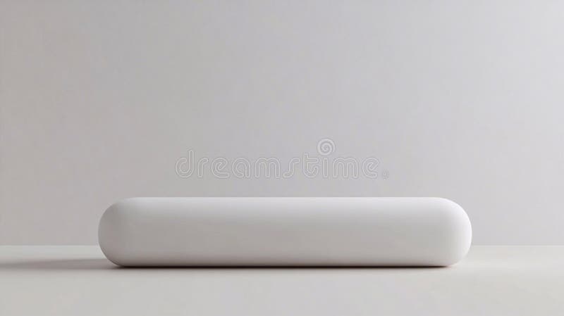 White Rounded Cylinder Object. Minimalist Design on a Light Background ...