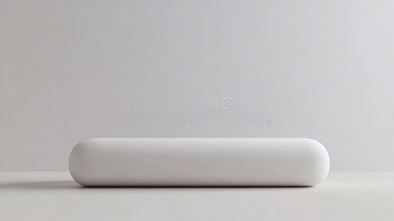 White Rounded Cylinder Object. Minimalist Design on a Light Background ...