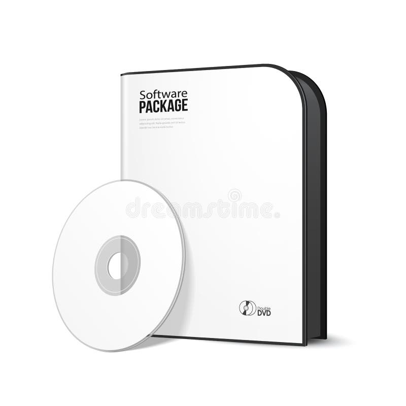 White Rounded Modern Software Package Box with DVD, CD Disk or Other ...