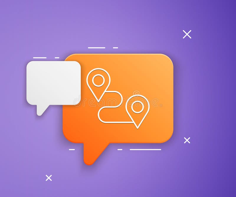 White Route Location Icon Isolated on Purple Background. Map Pointer ...