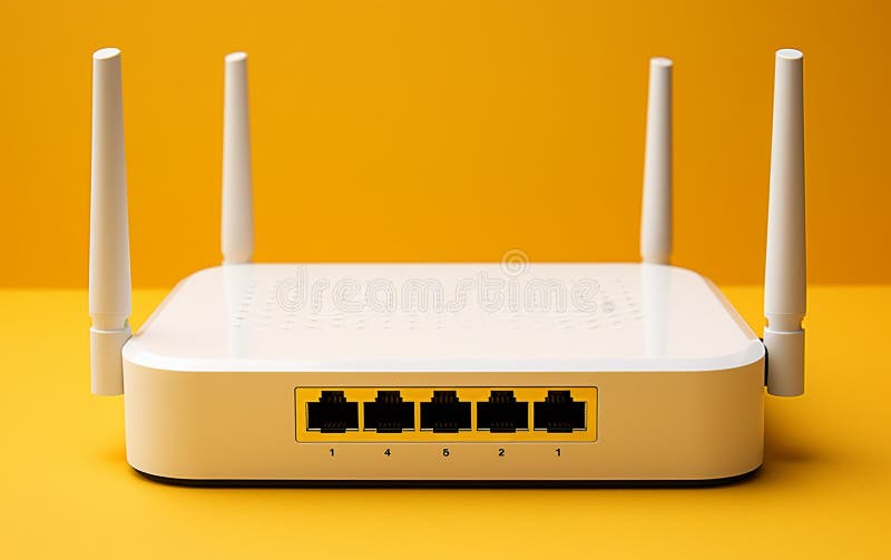 White Router on Yellow Background -Generative Ai Stock Illustration ...