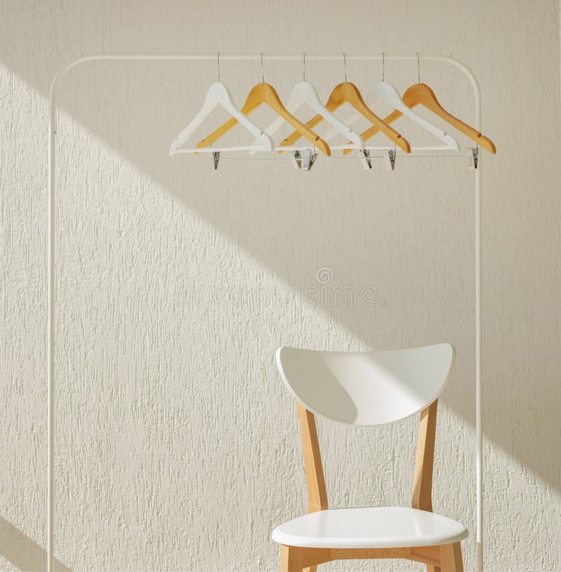 White Row of Hangers on the Rack. Stock Photo - Image of organize ...