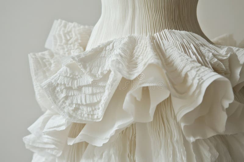 White Ruffled Fabric Close-Up Stock Illustration - Illustration of ...