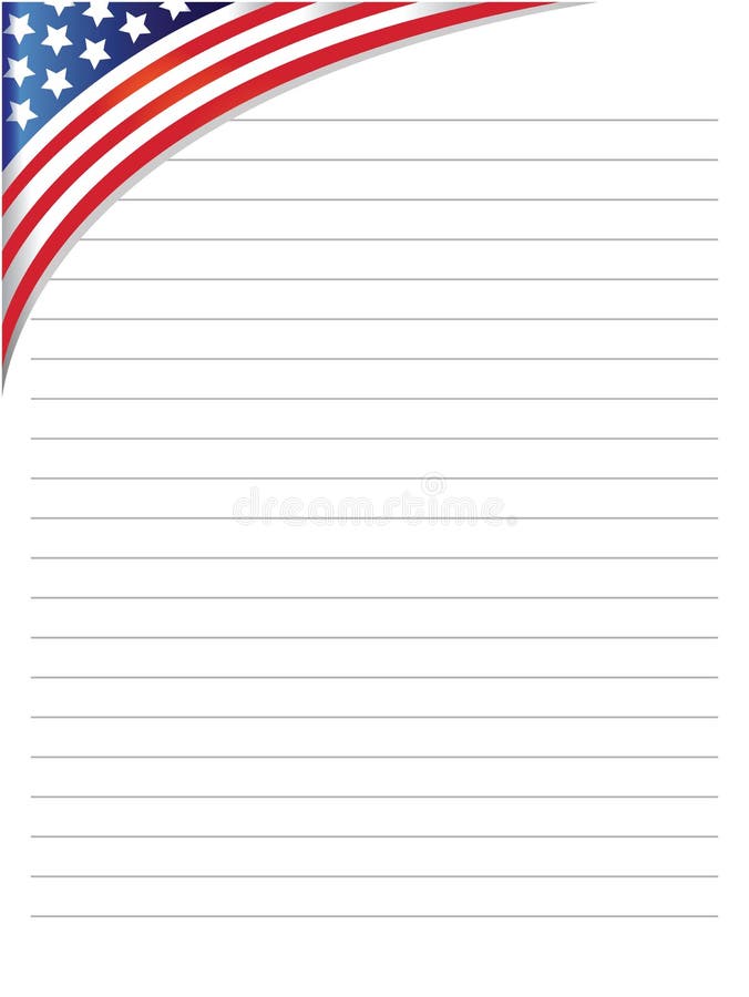 White Ruled Notebook Sheet with a USA Flag in the Corner Stock Vector ...