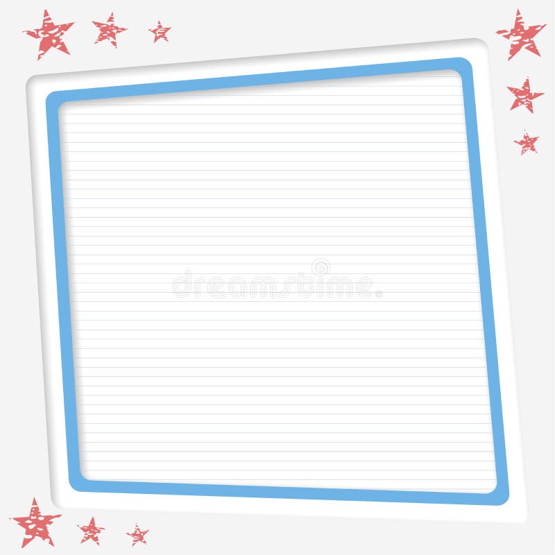 White Ruled, Striped Copy Paper, Vector Frame, Text Box with Red Stars ...