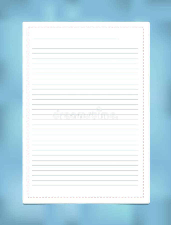 White Ruled, Striped Note, Copybook, Notebook Paper with Red Dashed ...
