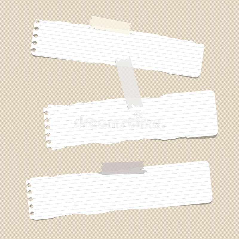 White Ruled Torn Note, Notebook, Copybook Paper Sheets Stuck with ...