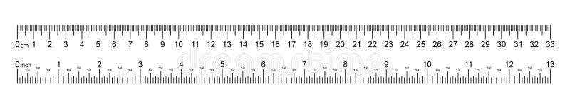 A White Ruler Marked with Centimeters, Inches and Combined Rectangular ...
