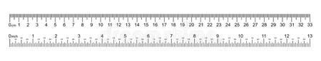 A White Ruler Marked with Centimeters, Inches and Combined Rectangular ...