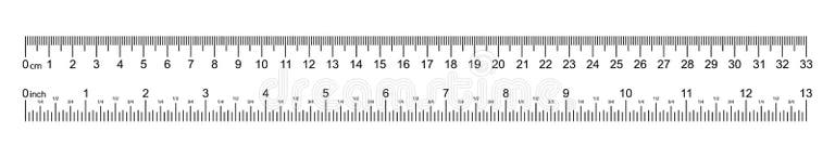 A White Ruler Marked with Centimeters, Inches and Combined Rectangular ...