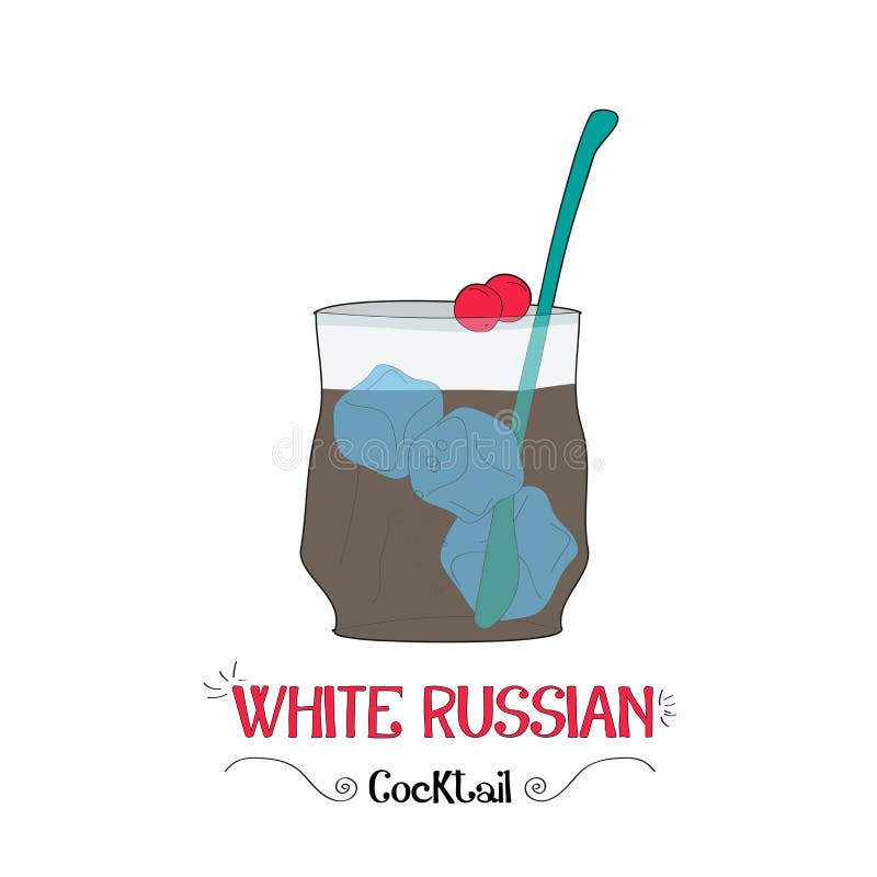White Russian Cocktail for a Customer Illustration for Bar Business ...