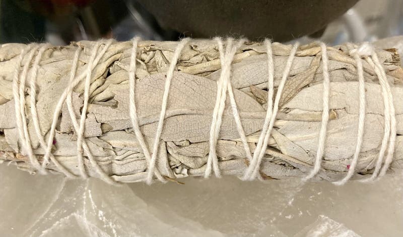 White Sage Smudge Stick with String Stock Photo - Image of atmosphere ...