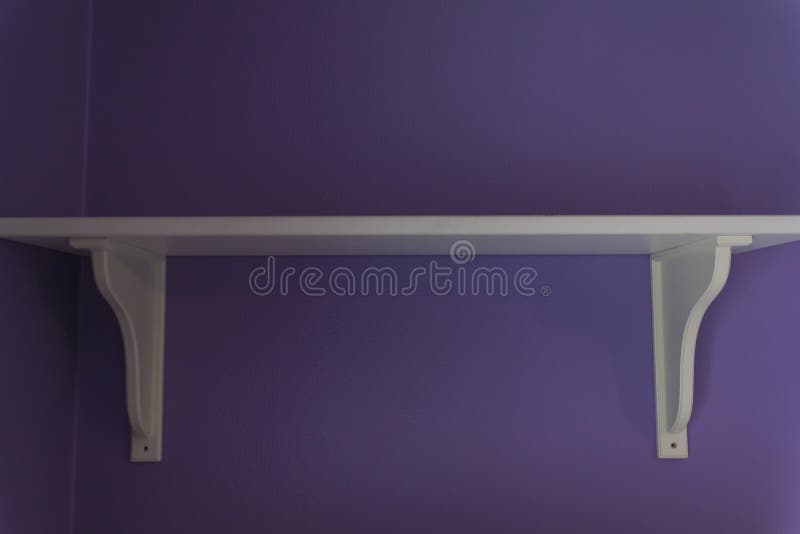White Sagging Shelf on Purple Wall Stock Image - Image of bookshelf ...