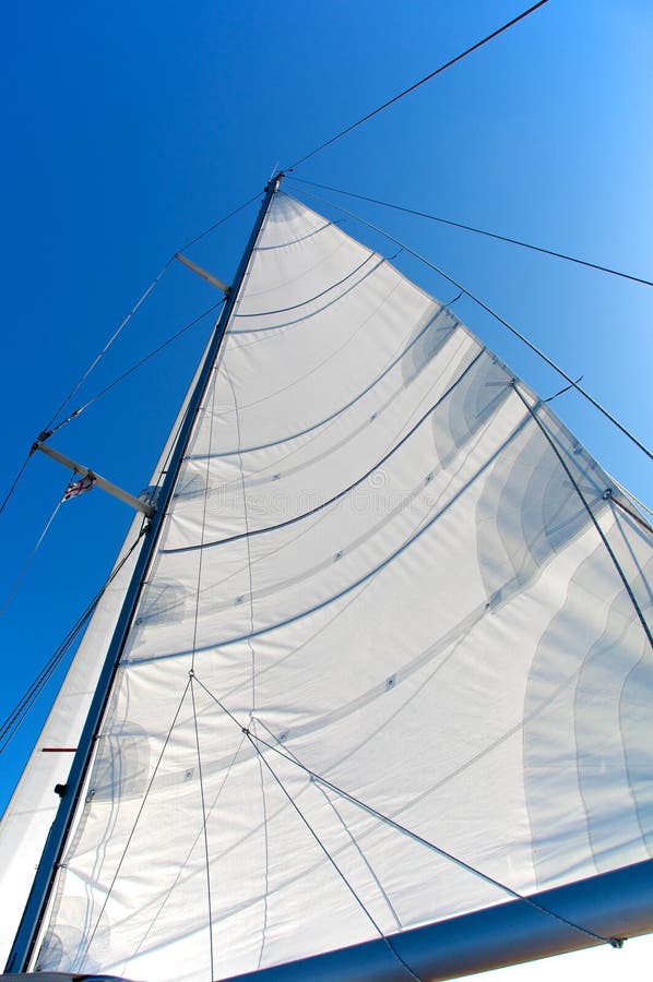 Big white sail hoisted stock photo. Image of navigation - 43232006