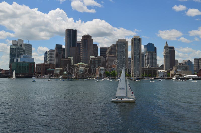 White Sailboat in Boston Harbor on a Summer Day Editorial Stock Photo ...