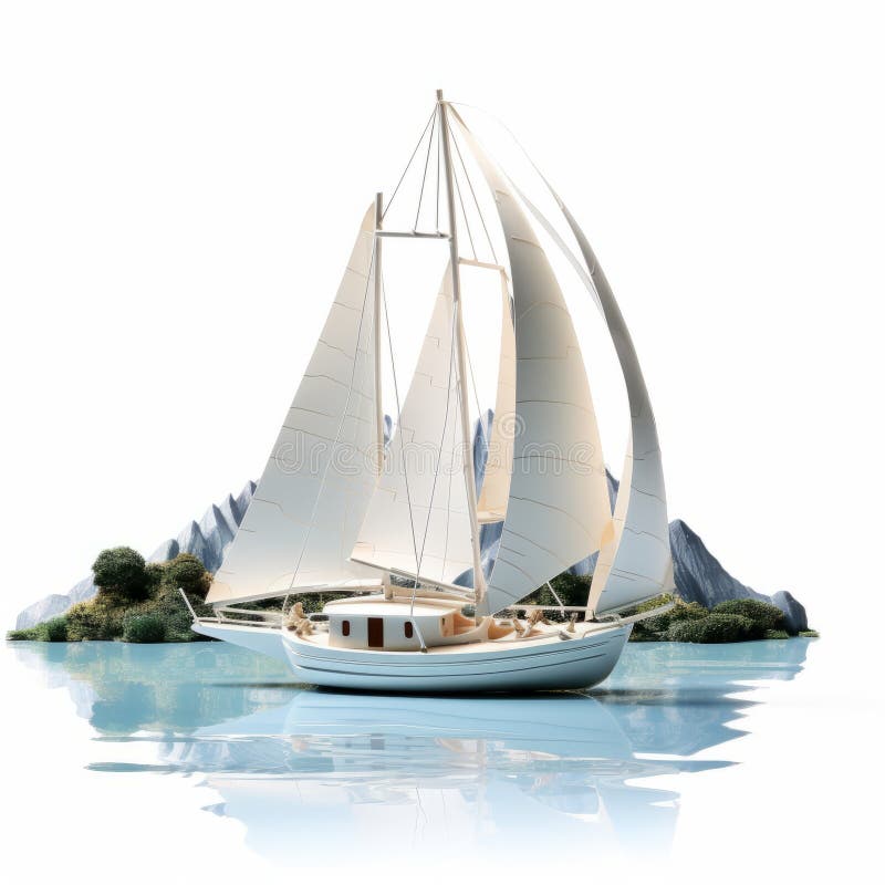 Realistic and Detailed Renderings of a Charming Sailboat in a Serene ...