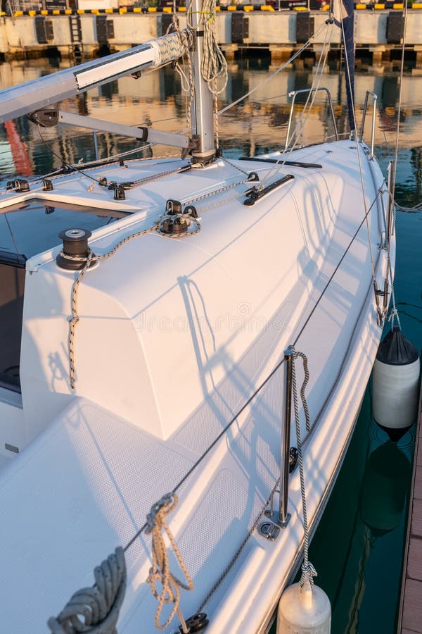 White Sailing Yacht Stands on the Pier Stock Photo - Image of luxury ...