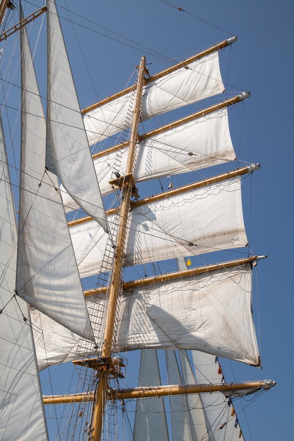 White Sails of an Old Sailing Ship Stock Image - Image of sailing ...