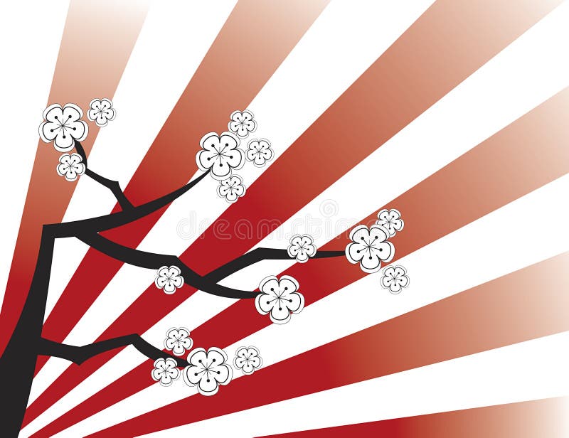 White sakura on red dots stock vector. Illustration of joyful - 2583635