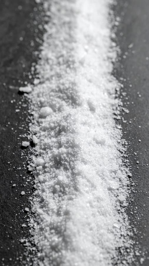 White Salt Crystals Line on Dark Grey Background Stock Illustration ...