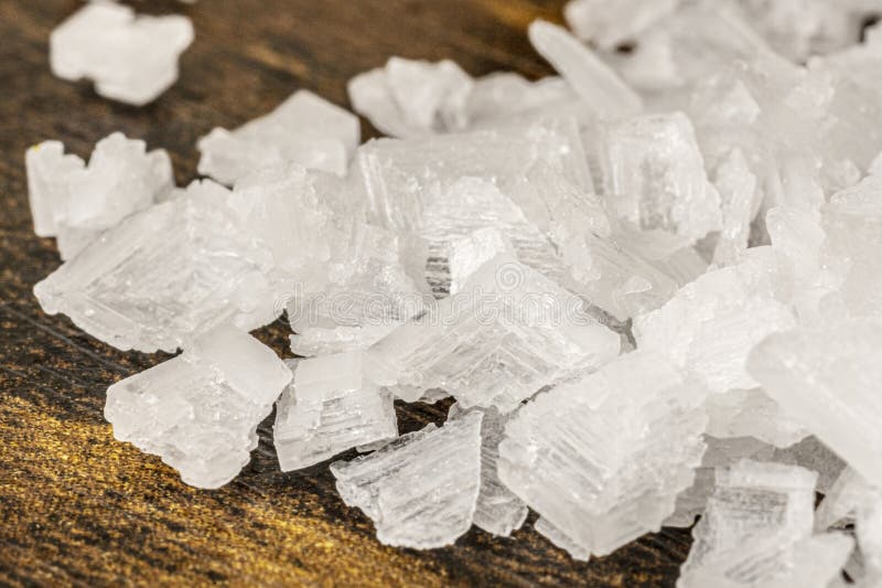 White Salt Flakes on a Brown Surface Oh Stock Photo - Image of bath ...