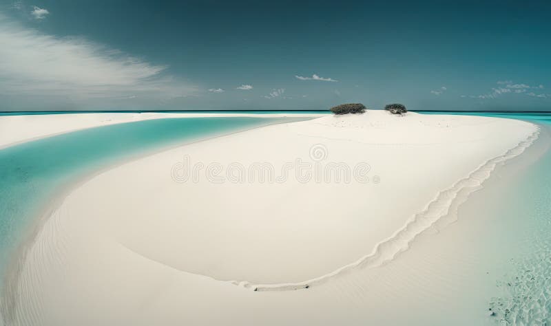 A White Sand Beach with a Blue Sky and Some Water Stock Illustration ...