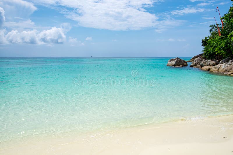 White Sand Beach and Emerald Crystal Sea Stock Photo - Image of island ...