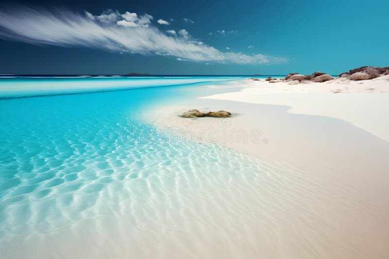 White Sand Beach with Turquoise Ocean Water, Seychelles Stock ...
