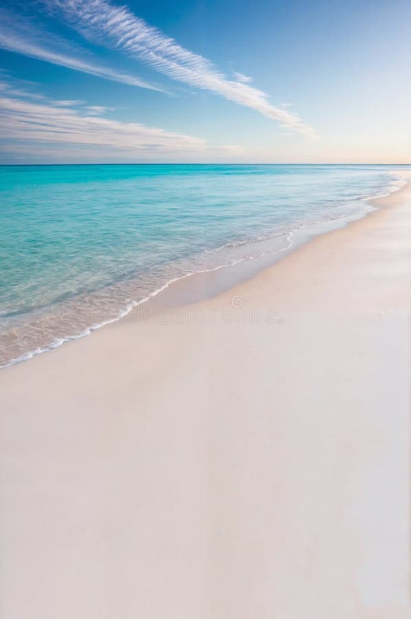 White Sand Beach with Turquoise Water. Generative AI Stock Illustration ...