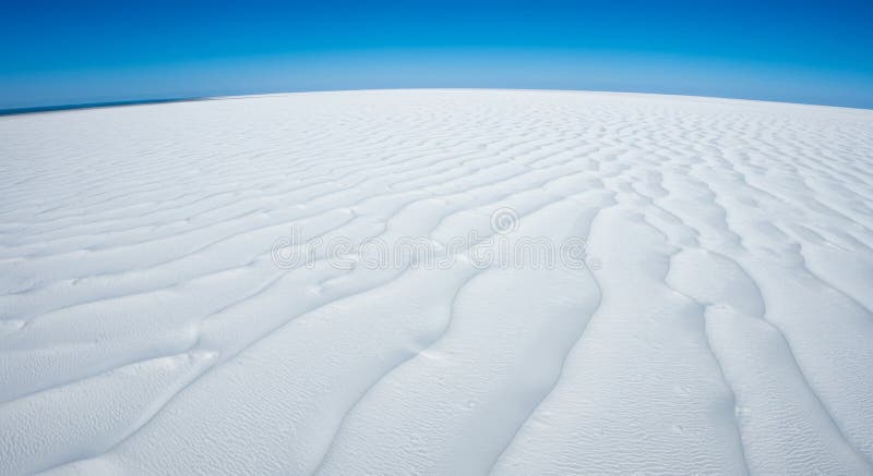 White Sand Dune Texture with Ripple Pattern Under Blue Sky Stock ...