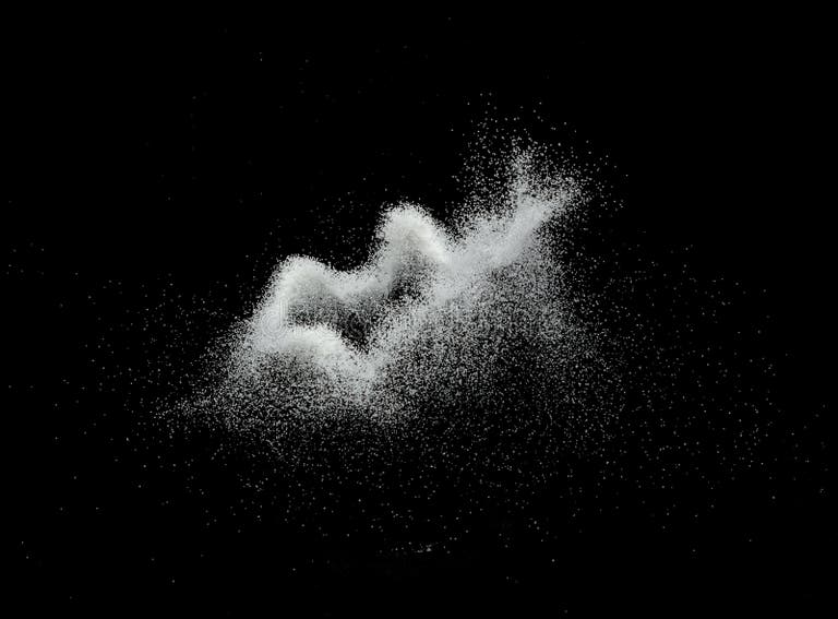 White Sand Flying Explosion, Particle Dot Grain Wave Explode. Abstract ...