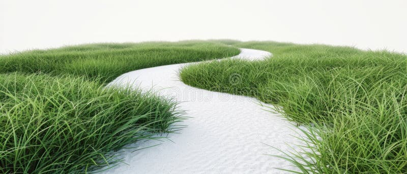 White Sand Path through Green Grass Field for Serene Nature Walks ...