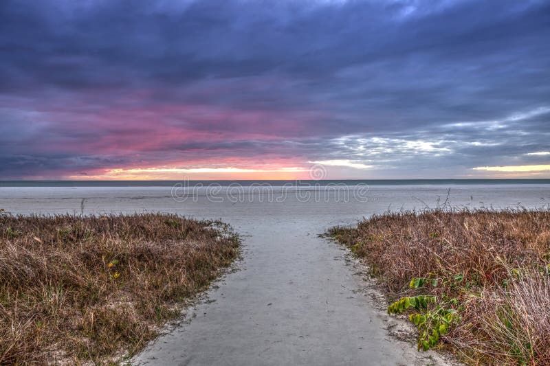 White Sand Path Leading through the Beach Grass at Tigertail Beach at ...