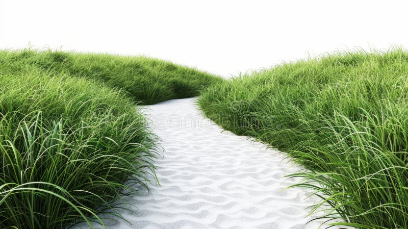 White Sand Path Winding through Lush Grass Field, Perfect for ...