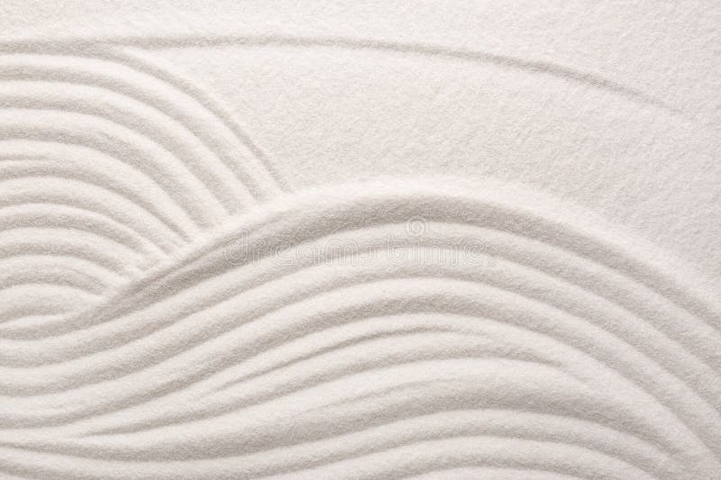 White Sand with Pattern As Background, Top View. Concept of Zen and ...