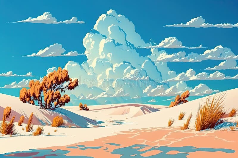 White Sands National Parks Sand Dunes Under a Clear Blue Sky Stock ...