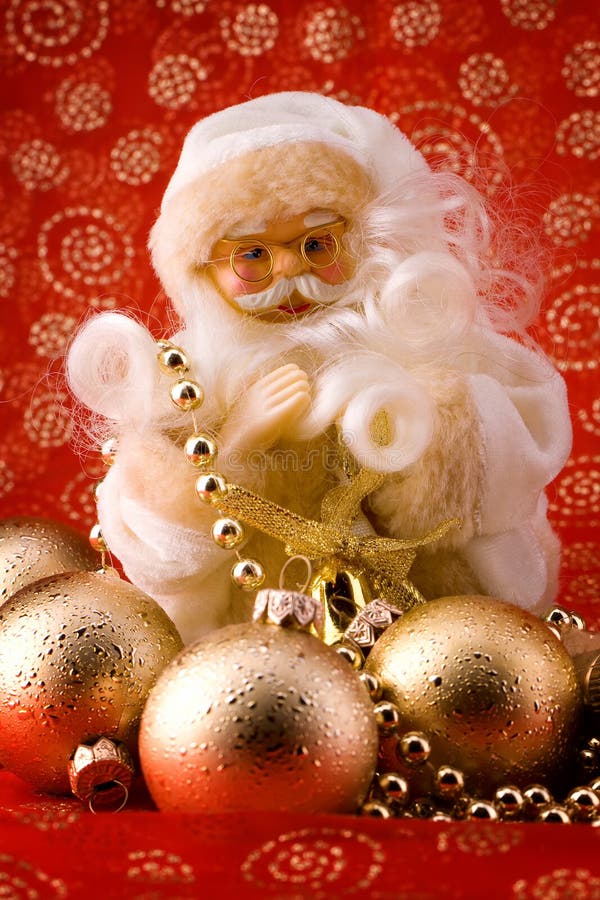 White santa over red stock image. Image of pearls, decorative - 11928097