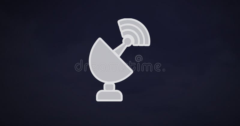 White Satellite Broadcast Station Icon Over Black Background Stock ...